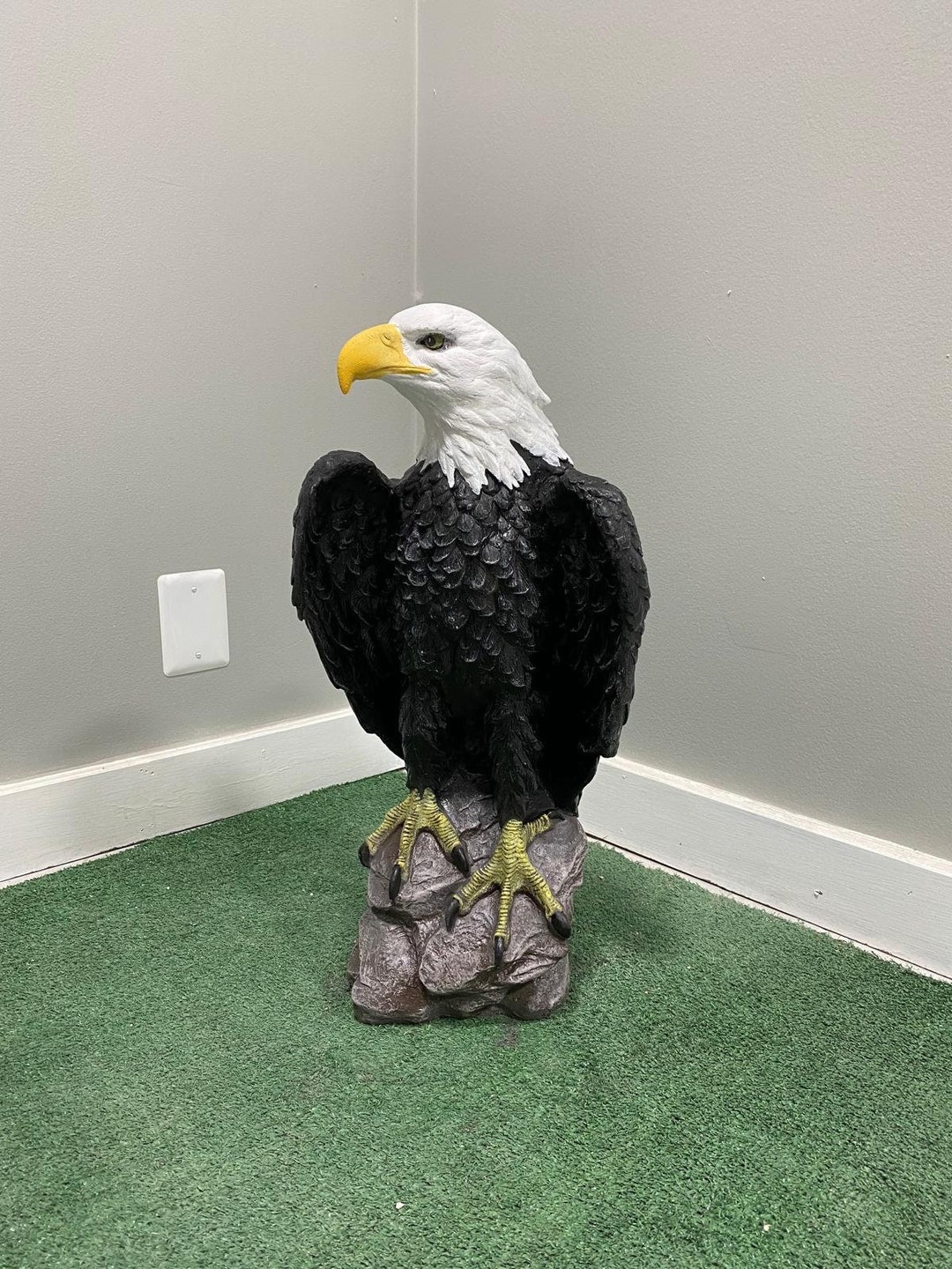 24" Solid Concrete Life-size American Bald Eagle Statue Eagle Statue ...
