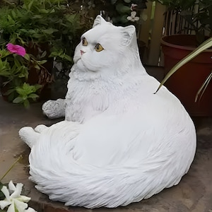 Life-size Concrete Persian Cat Statue , Finest Stone Finish, Christmas ...
