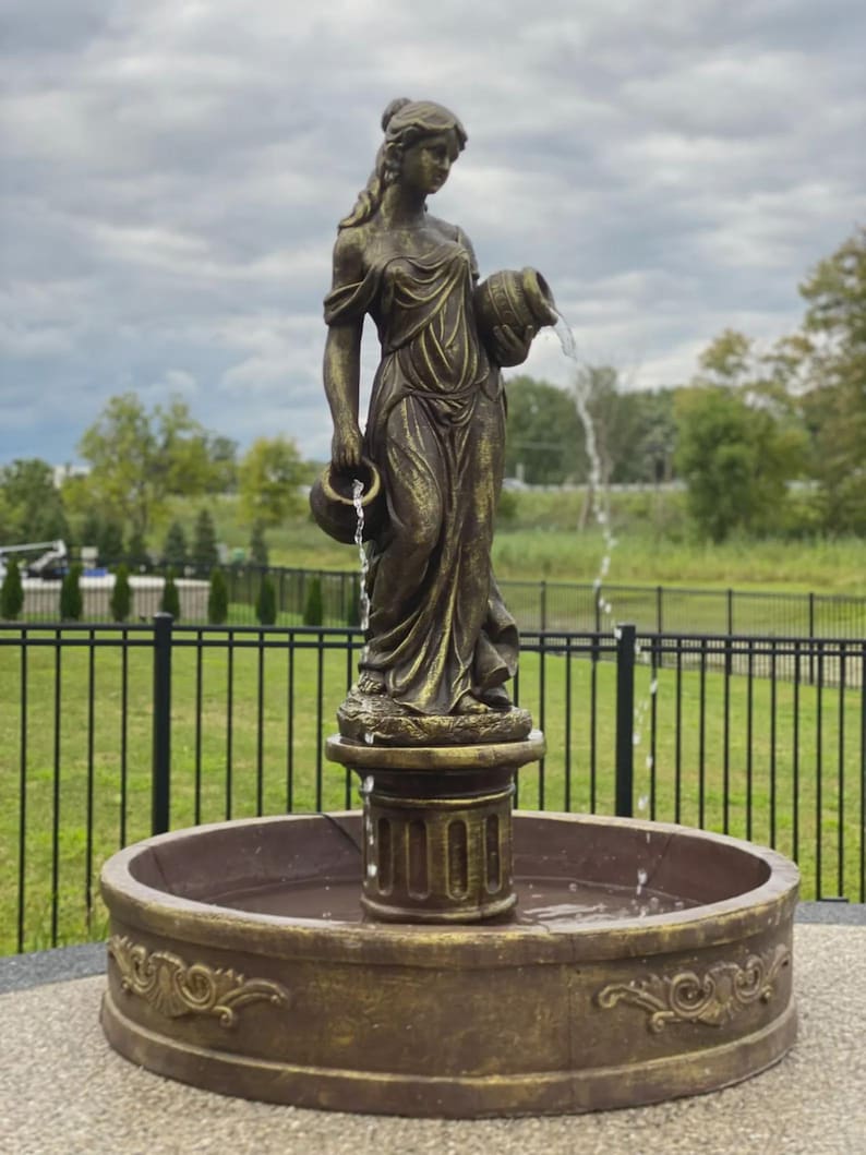Massive APPOXIMATELY 6-foot Tiered Concrete Water Fountain | "lady With ...