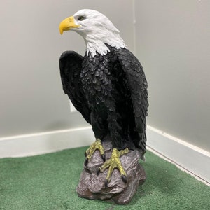 24" Solid Concrete Life-size American Bald Eagle Statue Eagle Statue ...