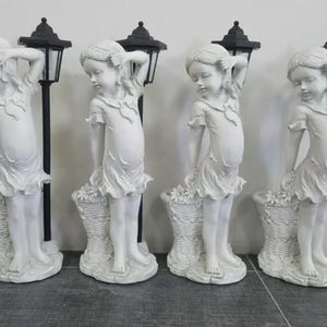 21" Flower Girl Statue With Planter – Antique Finish Garden Sculpture ...