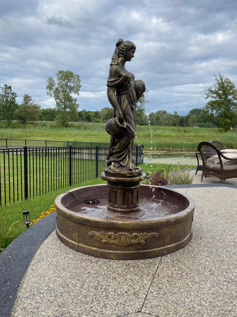 Massive APPOXIMATELY 6-foot Tiered Concrete Water Fountain | "lady With ...