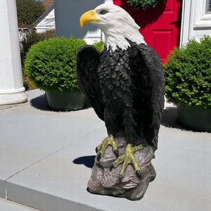 24" Solid Concrete Life-size American Bald Eagle Statue Eagle Statue ...