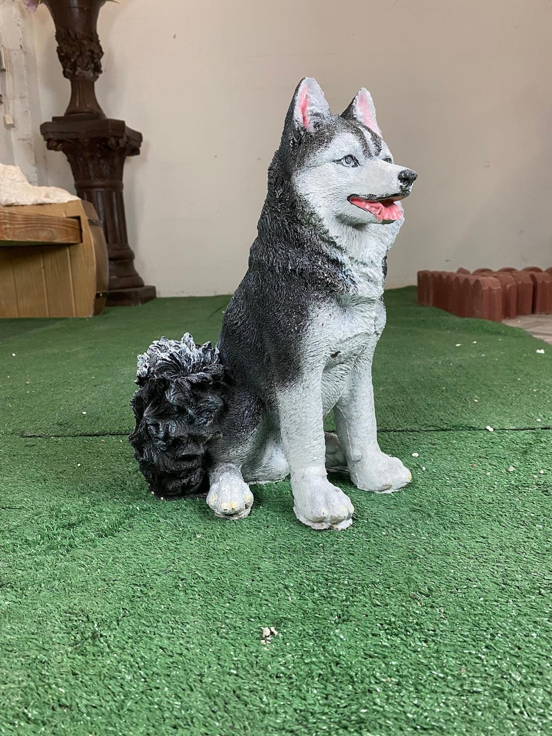 Life-size Upright Husky Puppy Handmade to Make Your Garden or Home Look ...