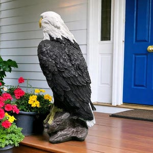 24" Solid Concrete Life-size American Bald Eagle Statue Eagle Statue ...