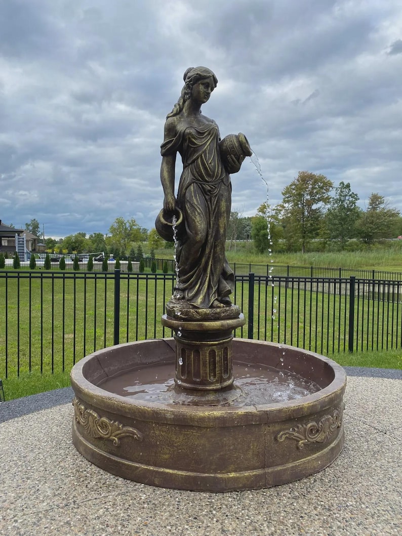 Massive APPOXIMATELY 6-foot Tiered Concrete Water Fountain | "lady With ...