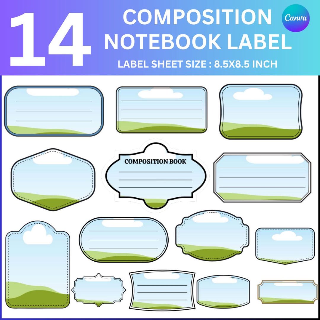 Composition Book Label Svg Bundle, Composition Notebook Labels ...