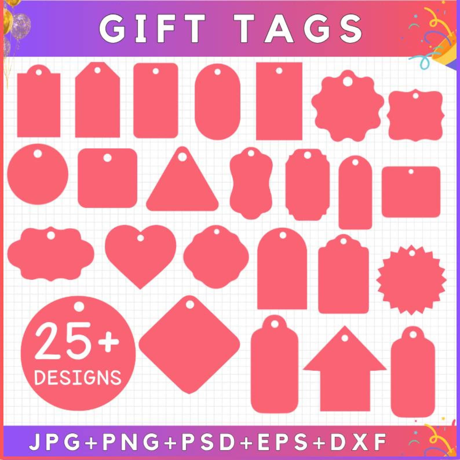 25 Gift Tag Canva Editable Template Bundle, Gift Tag Frame Design ...