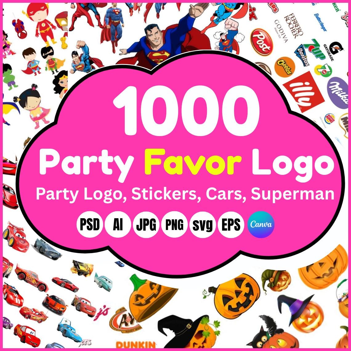 60 Party Favor Mockups Bundle, Party Favor Logos, Chip Bag, Water ...