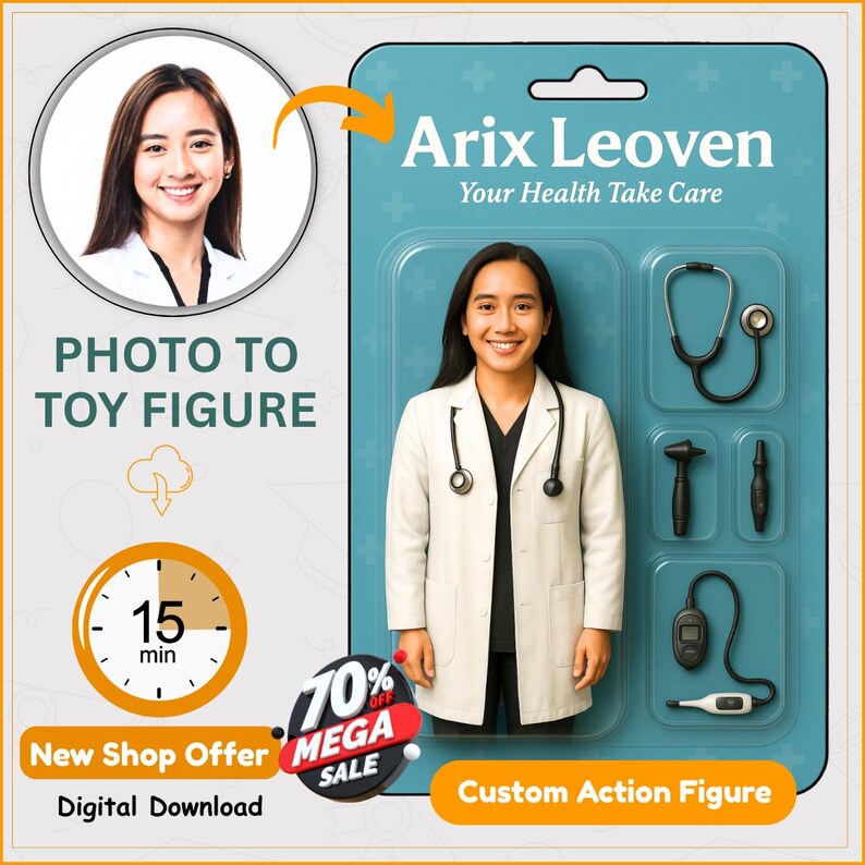 Doctor Custom Action Figure, Personalized Boxed Doll Style Art, Photo ...