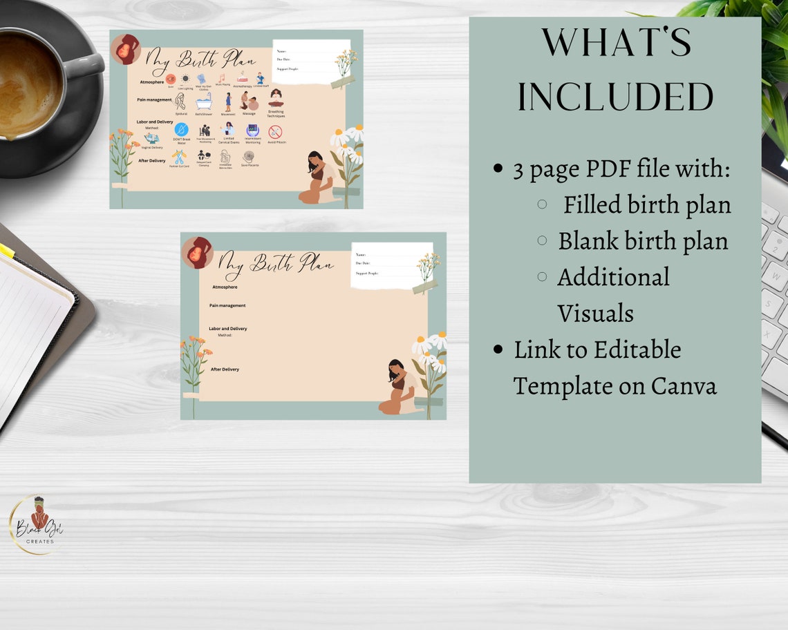 Visual Birth Plan Digital Birth Plan Template, Printable Birth Plan ...