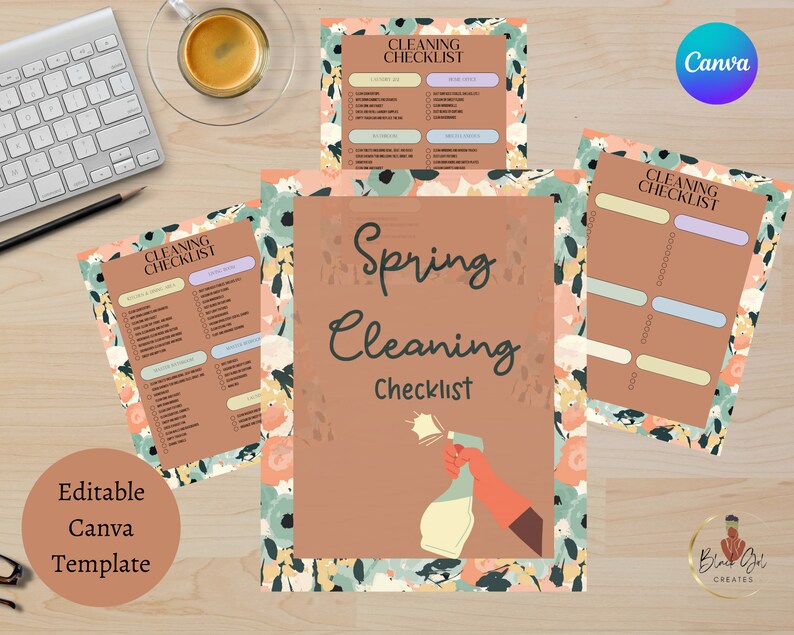 Editable Cleaning Checklist, Spring Cleaning Chart, Editable Cleaning ...