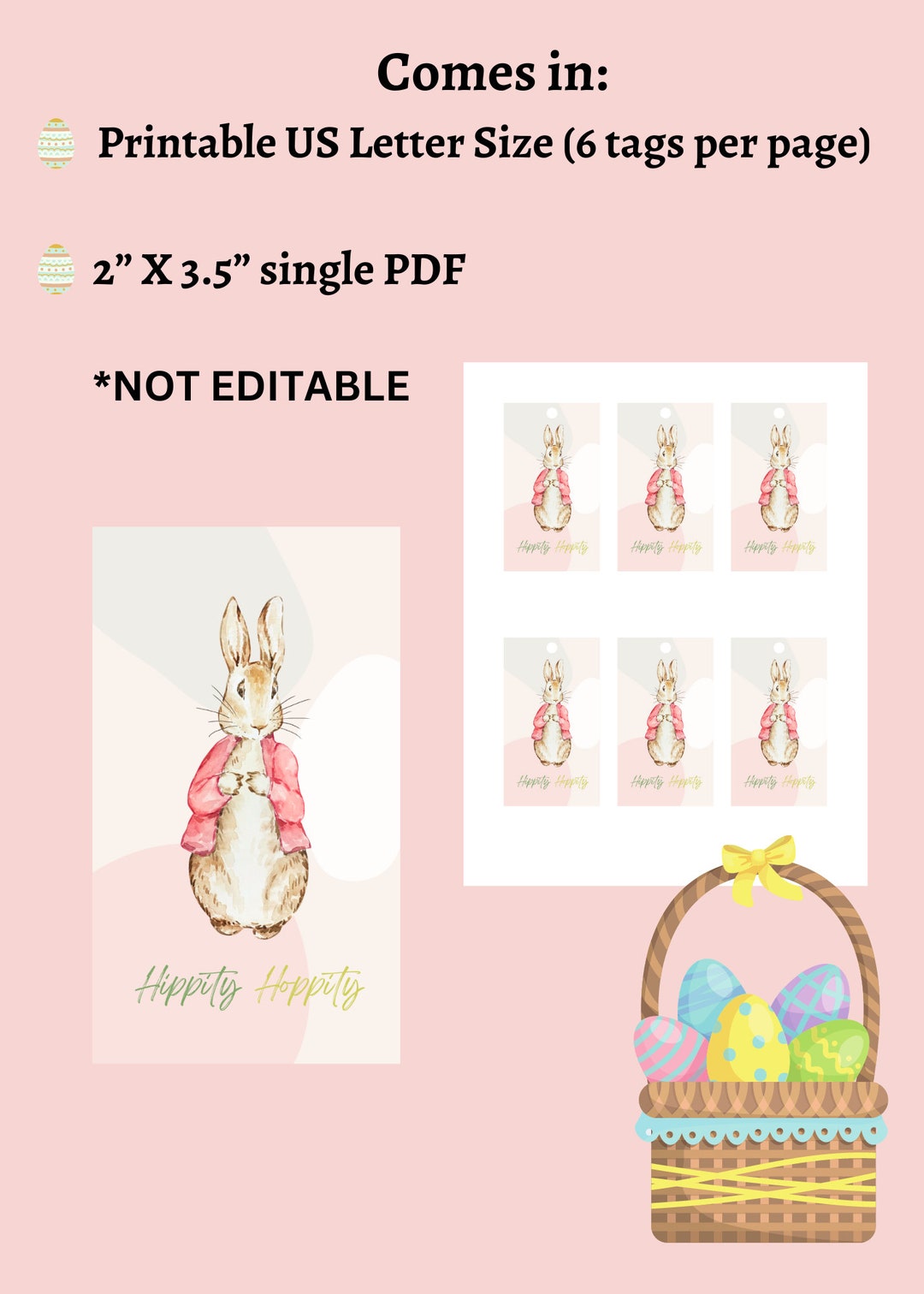 Printable Easter Gift Tags | Happy Easter Basket Tags | Printable Treat ...