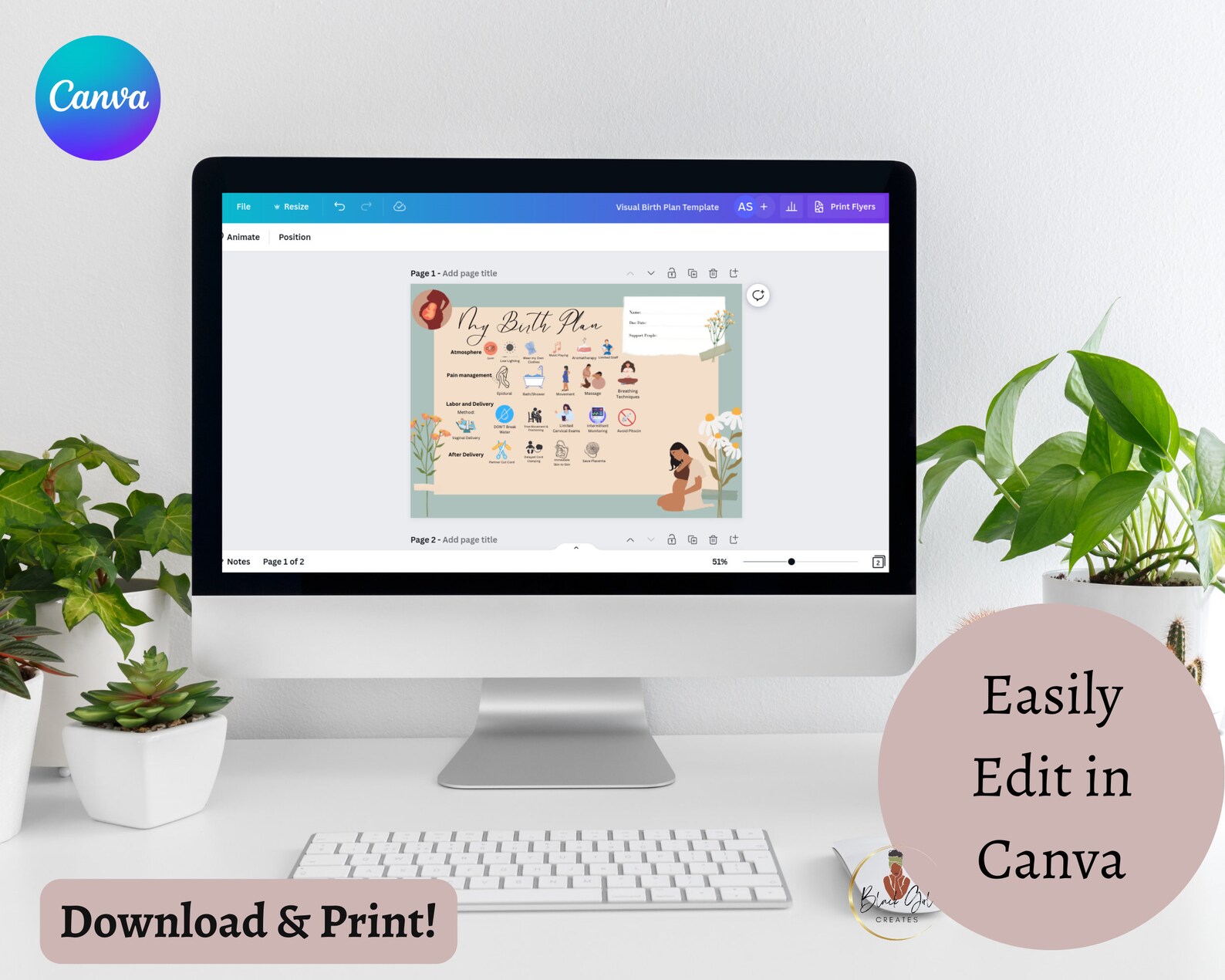 Visual Birth Plan Digital Birth Plan Template, Printable Birth Plan ...