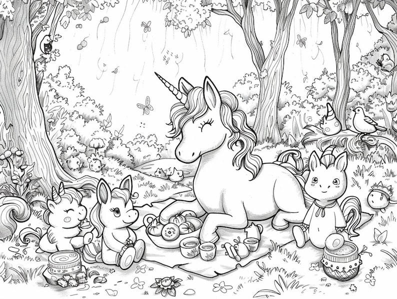 Magical Unicorn Coloring Adventure - Over 200 Pages Printable Digital ...