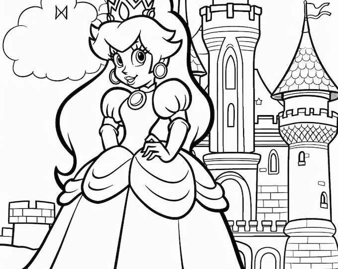 Mario Princess Coloring Sheet - Etsy Canada