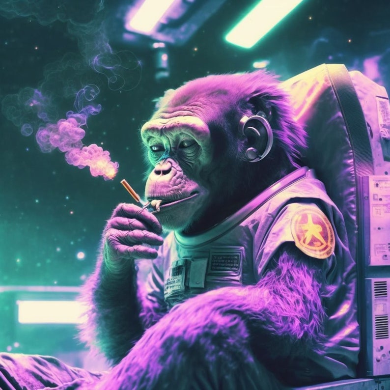 The Smoking Space Monkey - Etsy