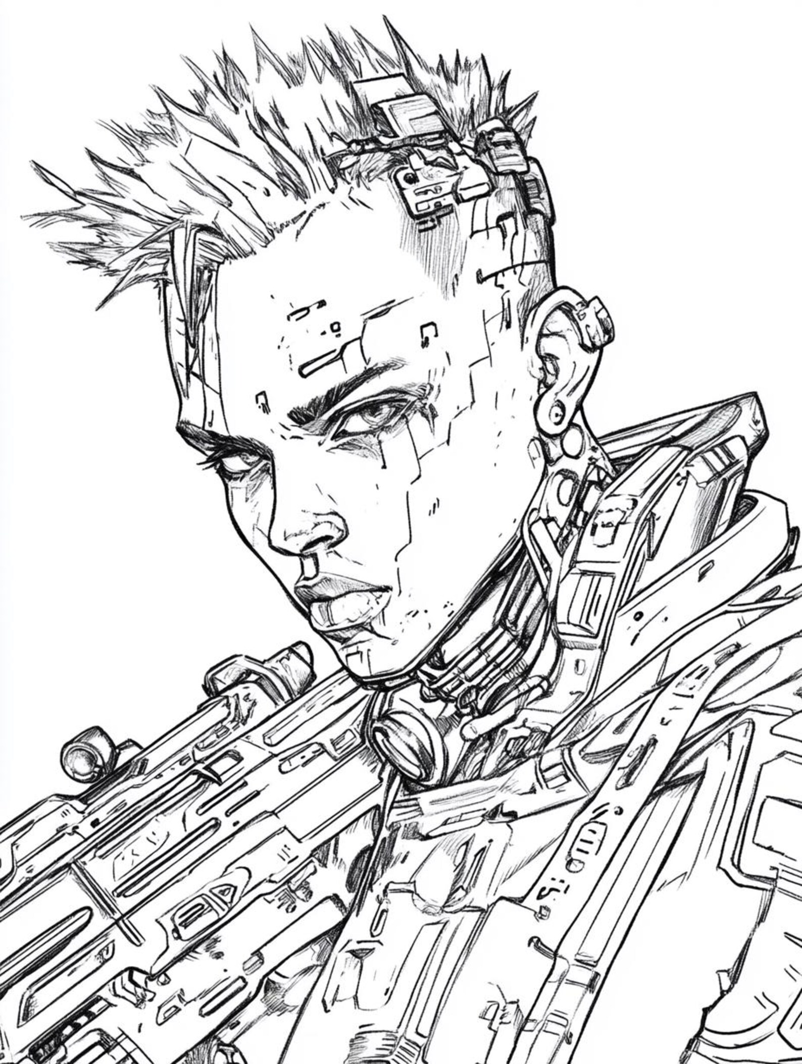 Cyberpunk Coloring Pages - Over 100 Futuristic & Dystopian Designs ...