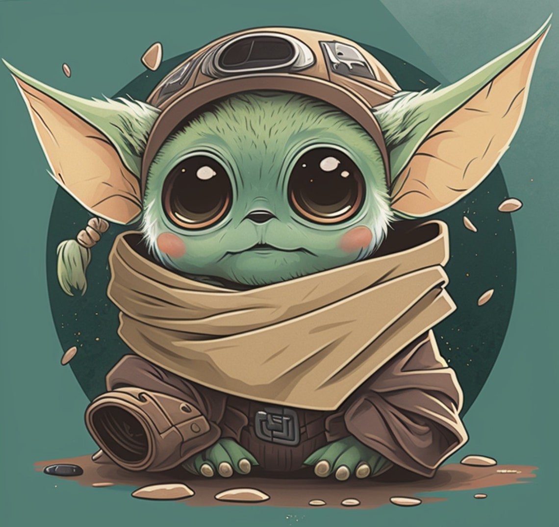 Baby Yoda Digital Art Cartoon Style Jpgs. Star Wars , the Mandalorian ...
