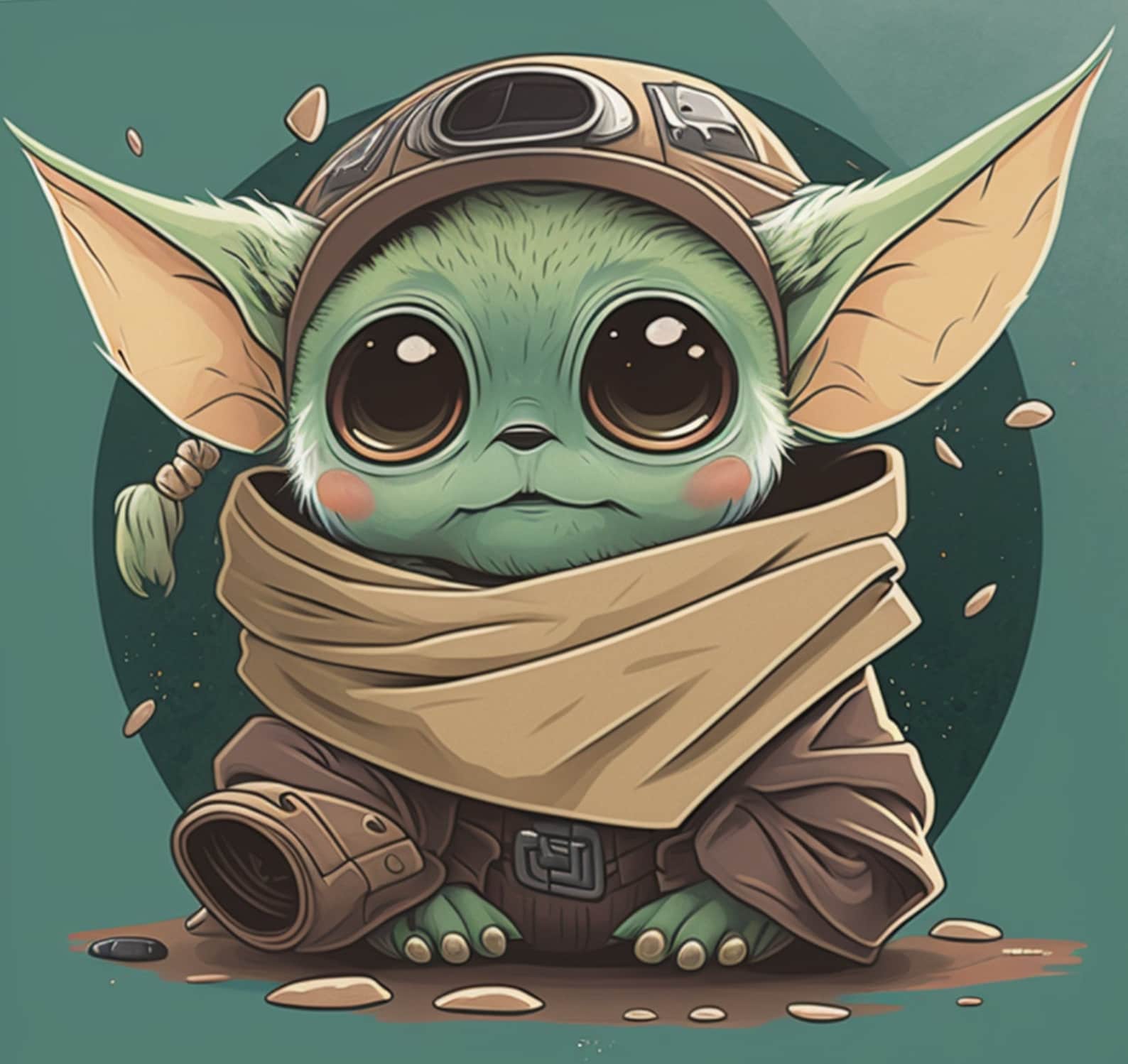 Baby Yoda Digital Art Cartoon Style Jpgs. Star Wars , the Mandalorian ...