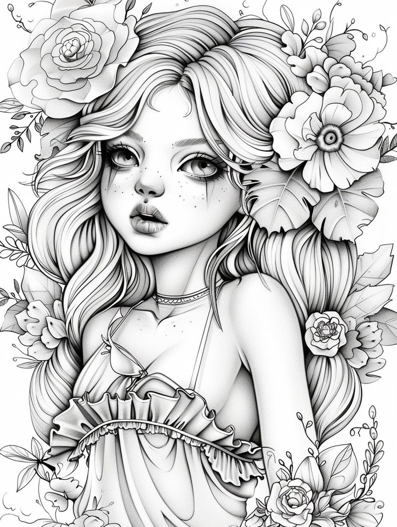 Over 100 Cute Fairy Girl Coloring Pages - Printable, Digital Download ...