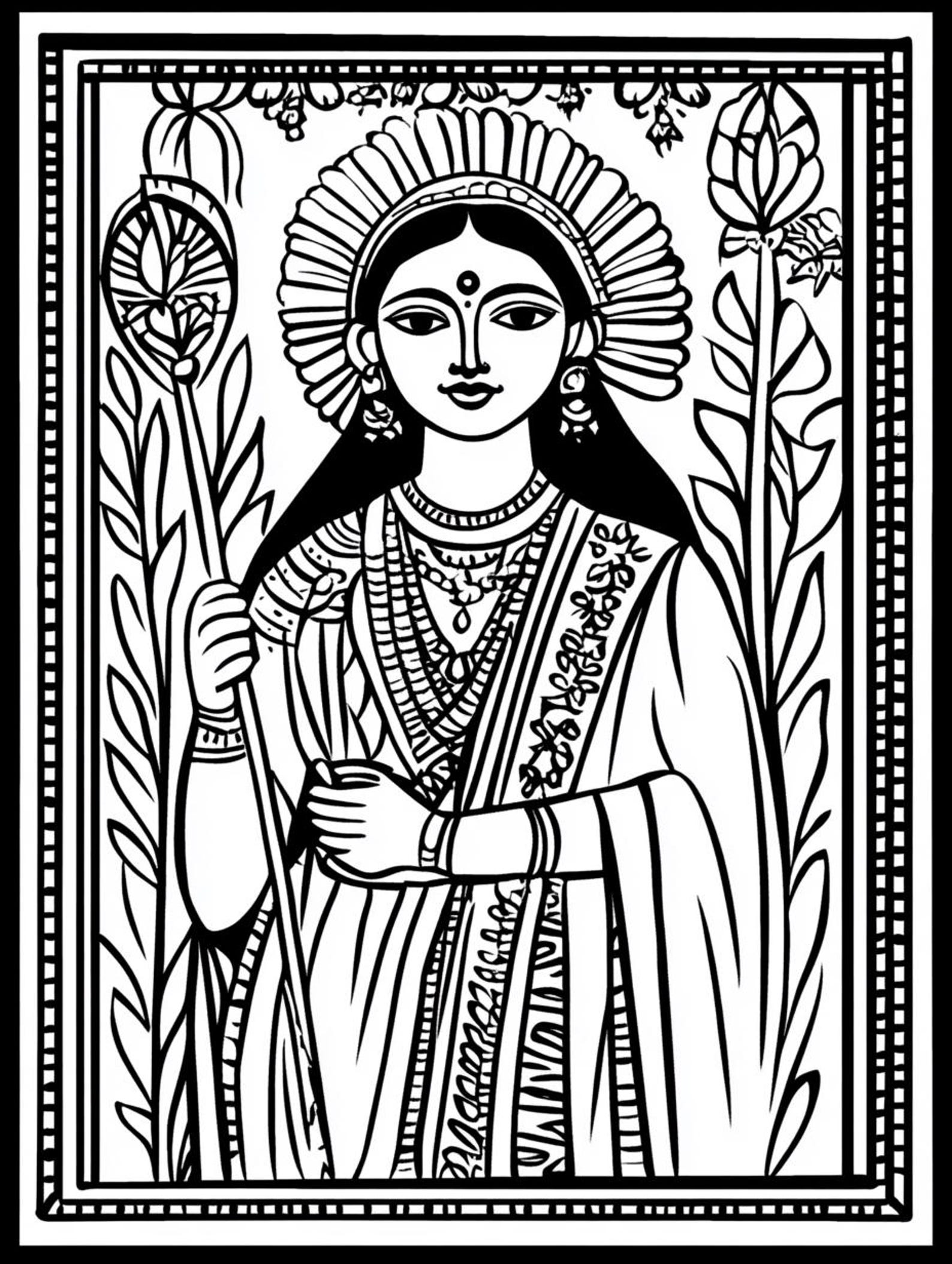 Kalighat & Madhubani Style Coloring Pages - Over 100 Pages Inspired by ...
