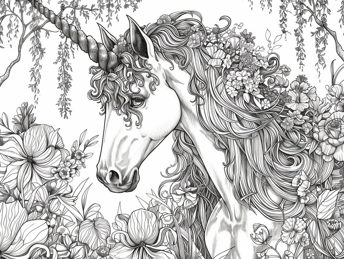 Magical Unicorn Coloring Adventure Over 200 Pages Printable Digital ...