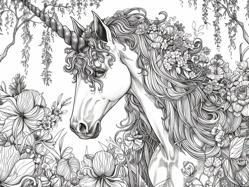 Magical Unicorn Coloring Adventure Over 200 Pages Printable Digital ...