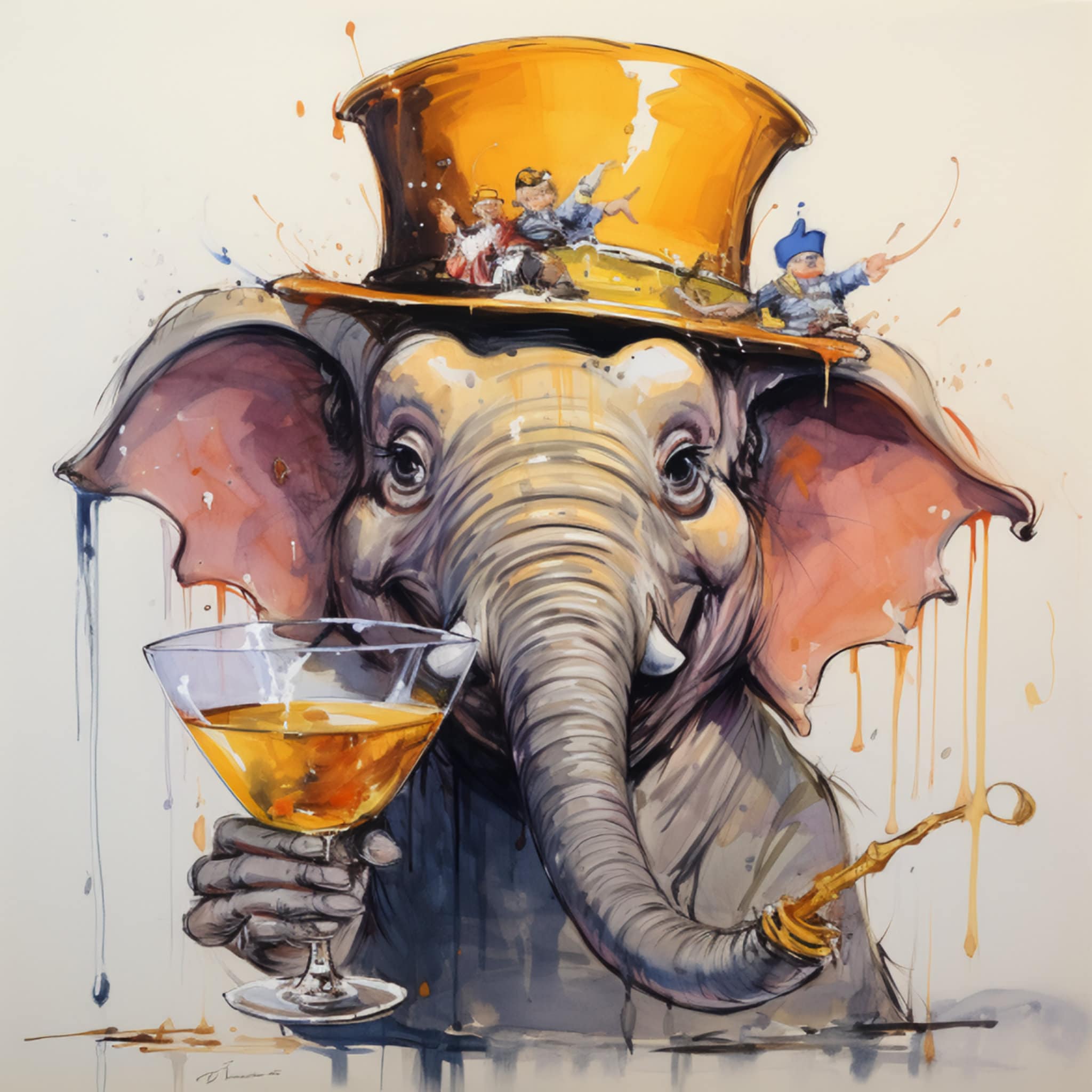 Elephant Drinking Beer