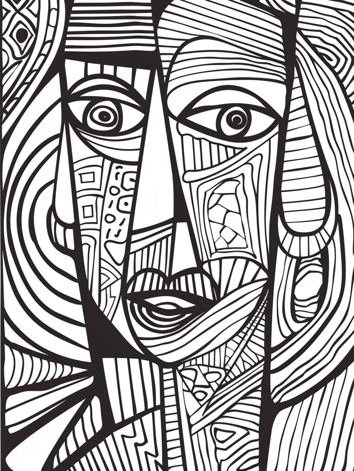 150 Unique Abstract Portrait Coloring Pages Digital Download Artistic ...