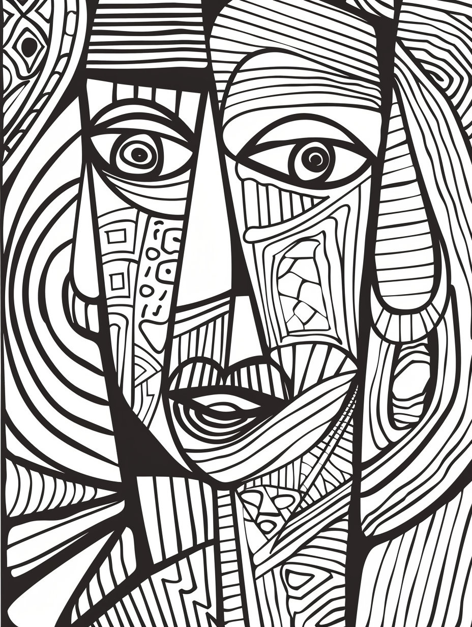 150 Unique Abstract Portrait Coloring Pages Digital Download Artistic ...