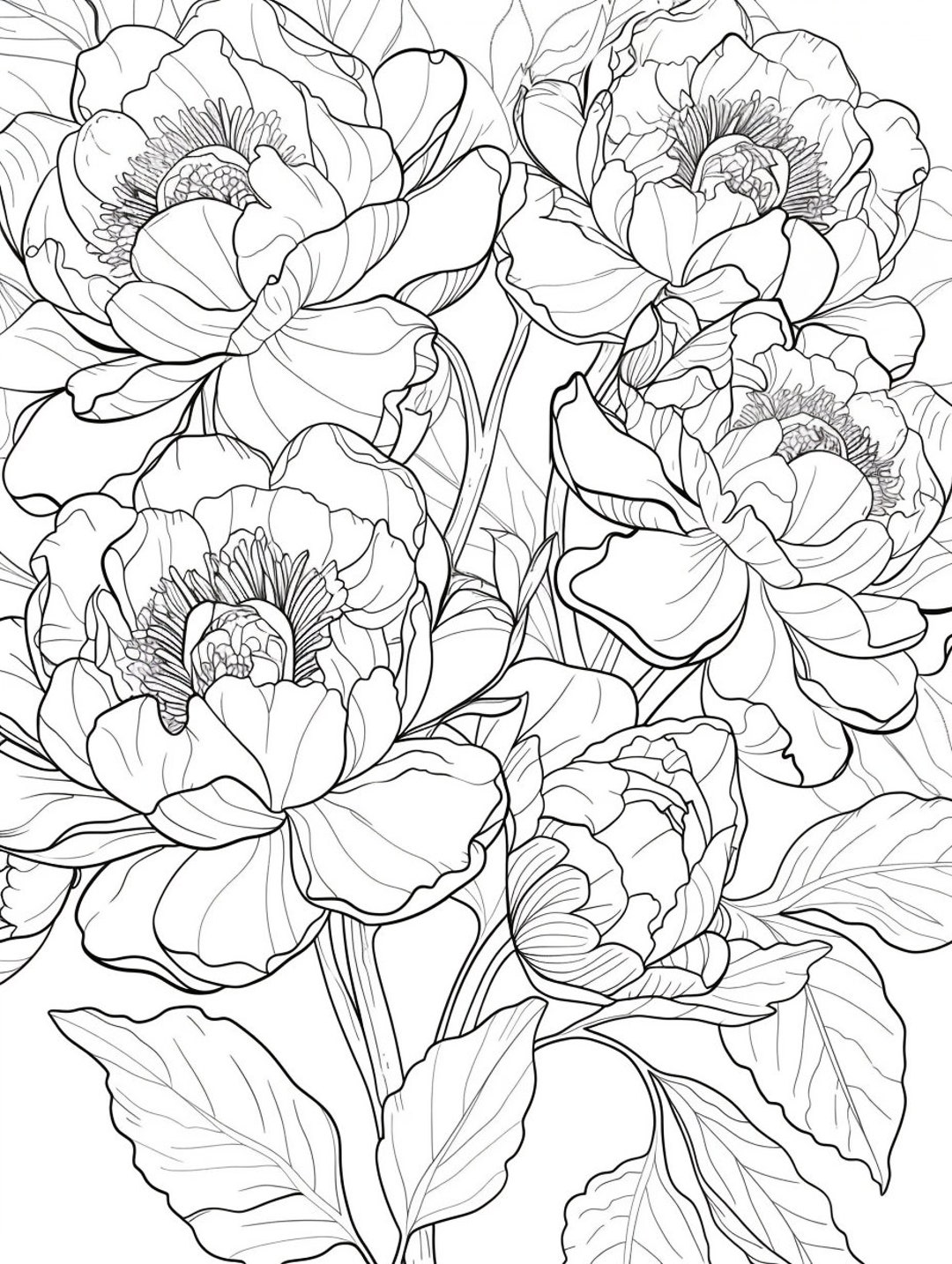 Embrace the Lush Beauty of Peonies! Over 100 Peonie Flower Coloring ...