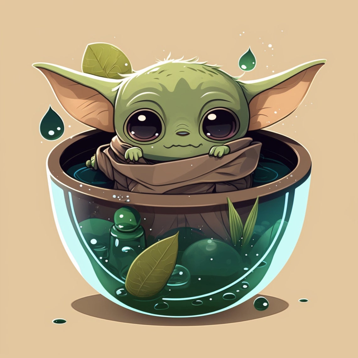 Baby Yoda Digital Art Cartoon Style Jpgs. Star Wars , the Mandalorian ...