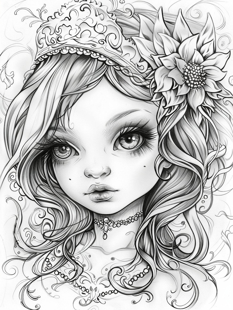 Over 100 Cute Fairy Girl Coloring Pages - Printable, Digital Download ...