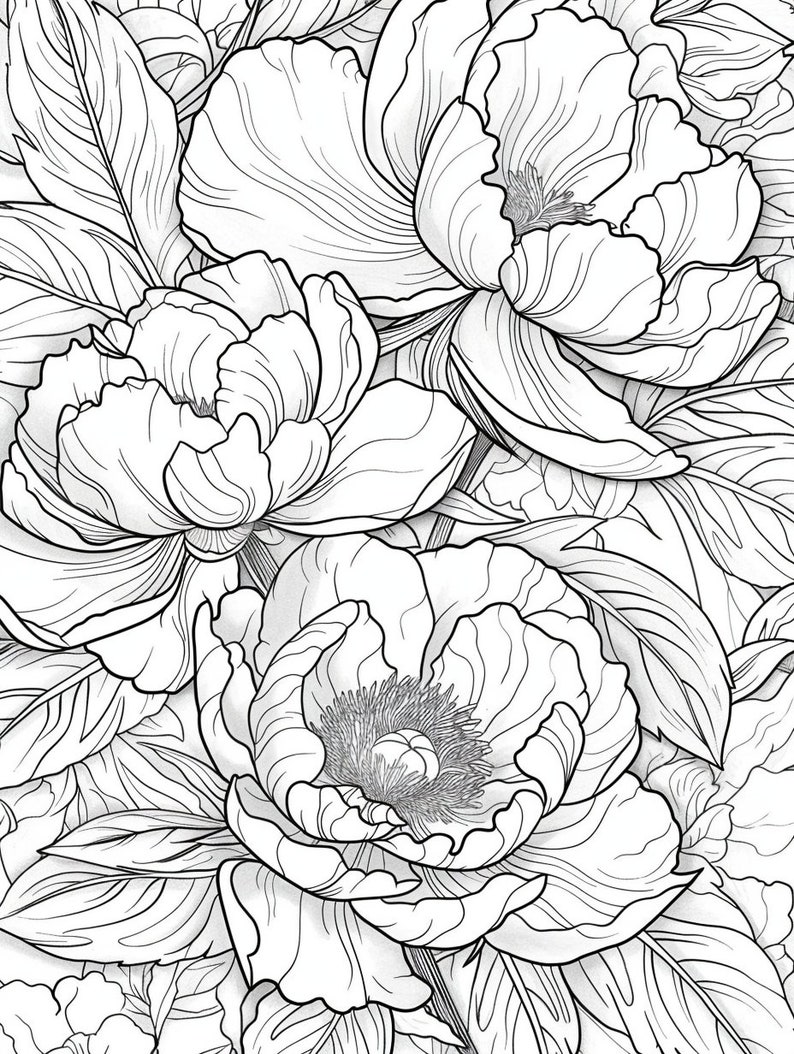Embrace the Lush Beauty of Peonies! Over 100 Peonie Flower Coloring ...