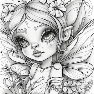 Over 100 Cute Fairy Girl Coloring Pages - Printable, Digital Download ...