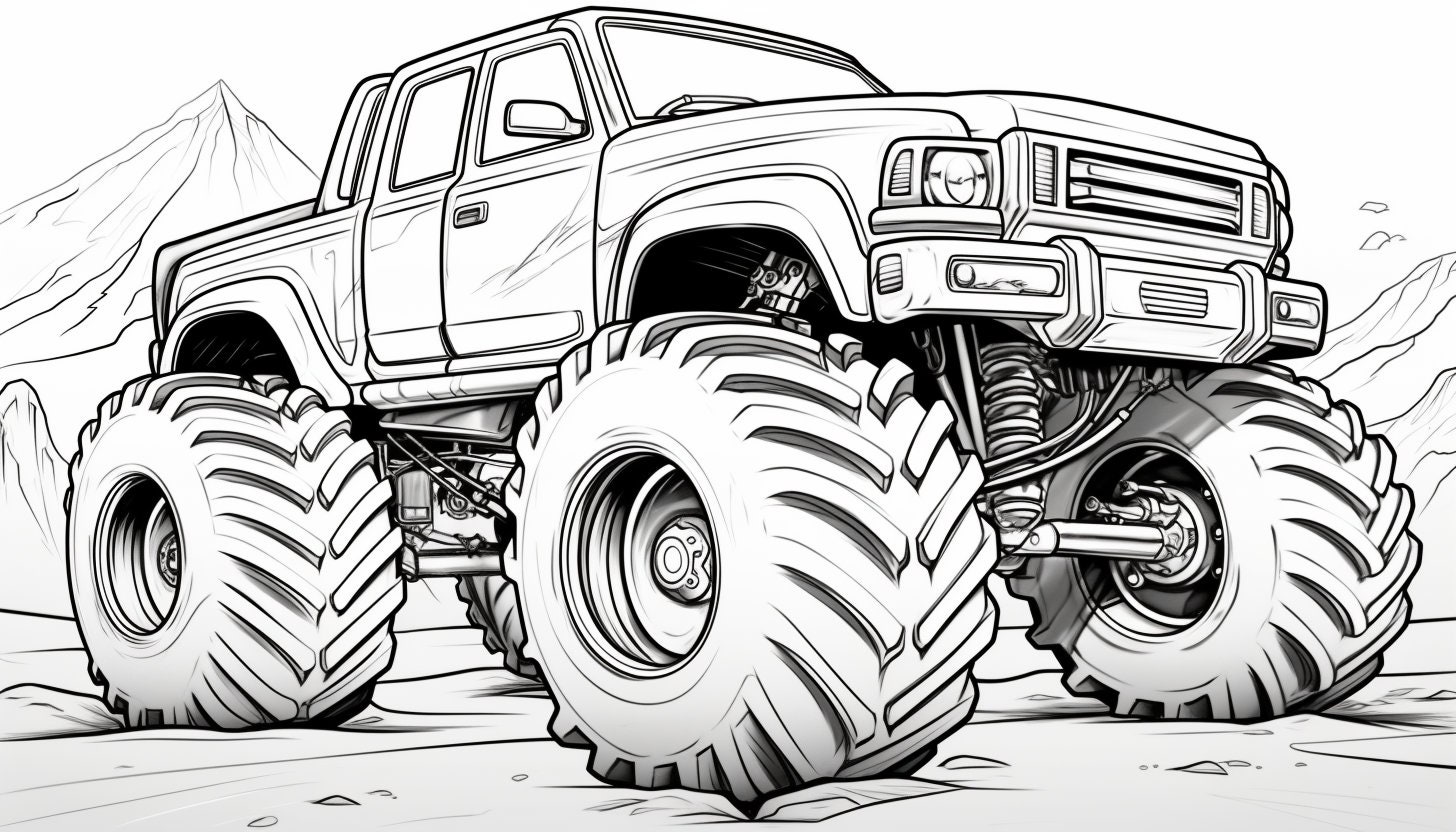 Over 90 Monster Truck Coloring Pages: Fuel Your Creativity! - Etsy