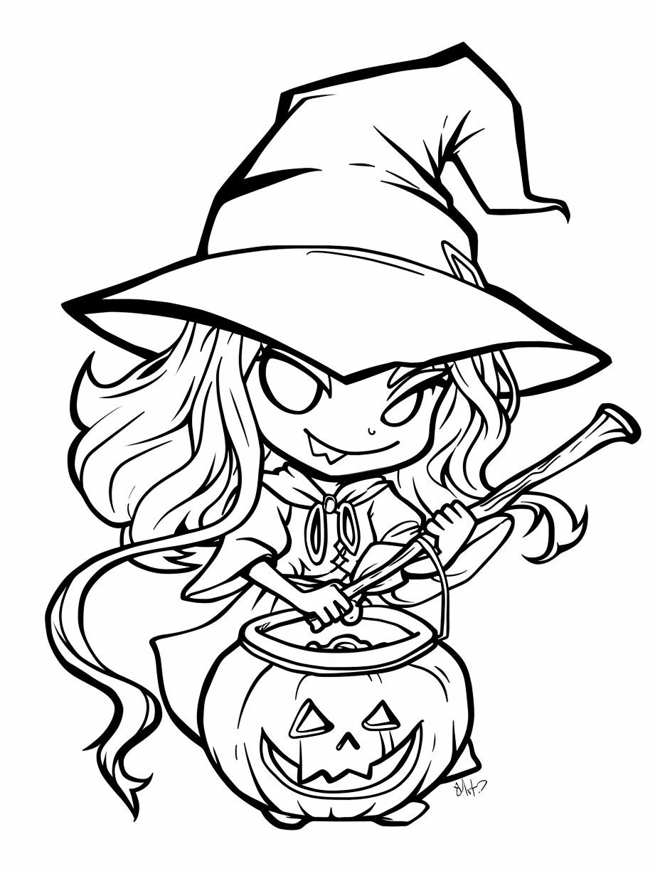 Embrace the Spooky and Cute! Over 200 Chibi Halloween Coloring Pages ...
