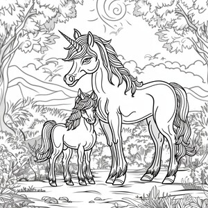 Magical Unicorn Coloring Adventure - Over 200 Pages Printable Digital ...
