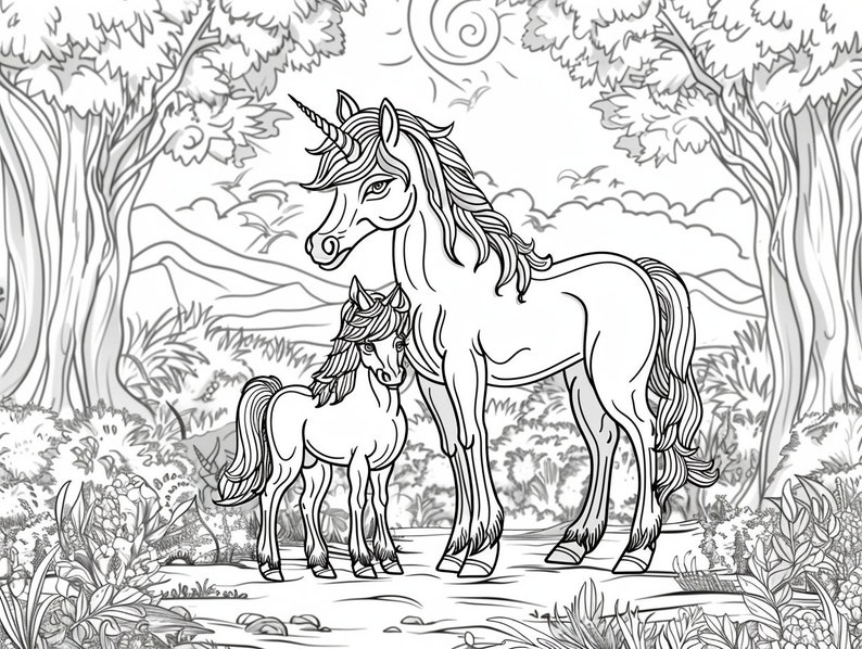Magical Unicorn Coloring Adventure - Over 200 Pages Printable Digital ...