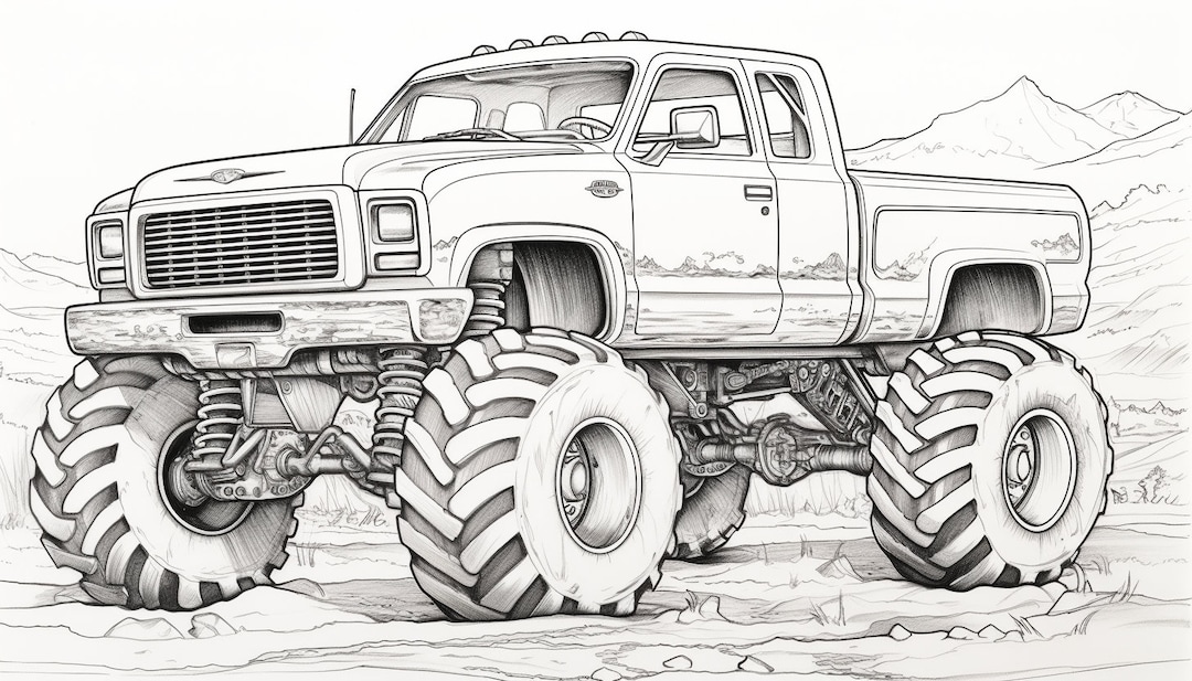 Over 90 Monster Truck Coloring Pages: Fuel Your Creativity! - Etsy