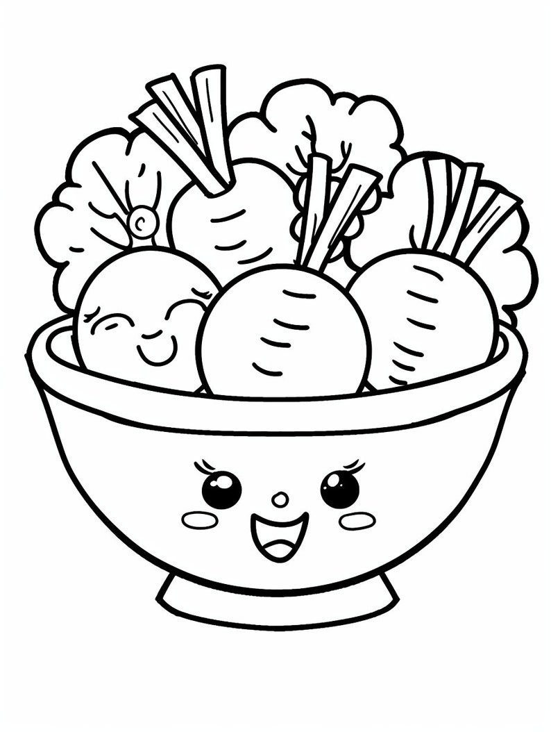 250+ Adorable Kawaii Food Coloring Pages - Printable, Digital Download ...