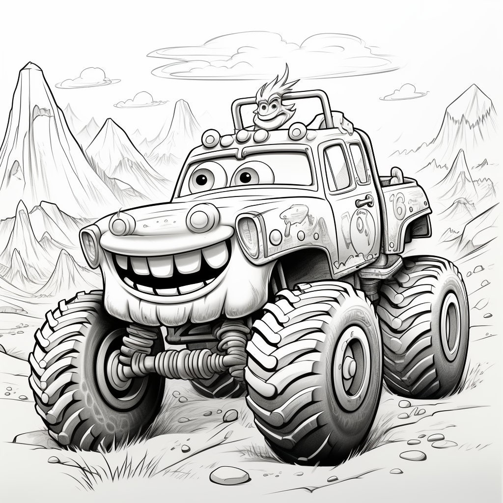 Over 90 Monster Truck Coloring Pages: Fuel Your Creativity! - Etsy
