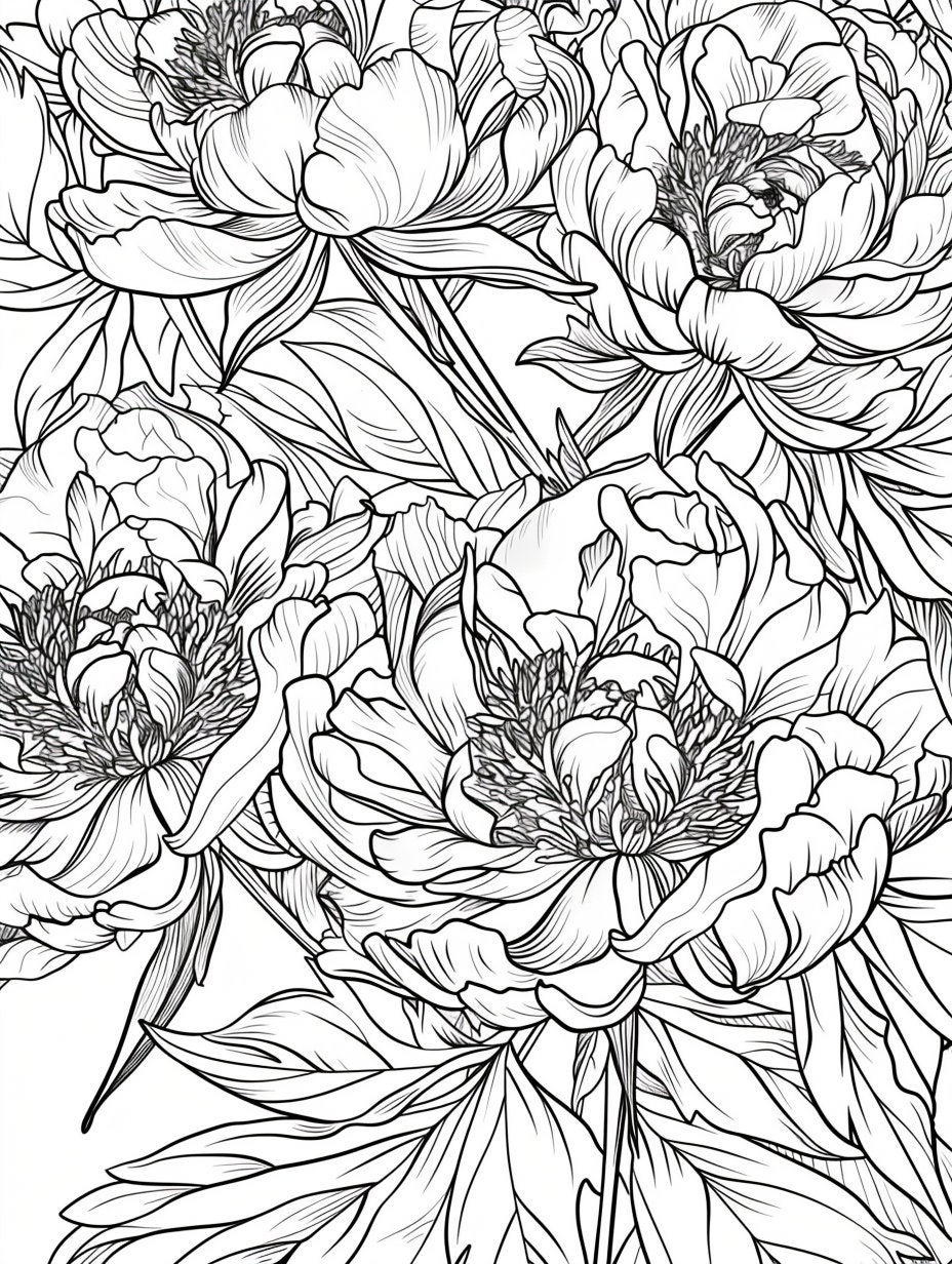 Embrace the Lush Beauty of Peonies Over 100 Peonie Flower Coloring ...