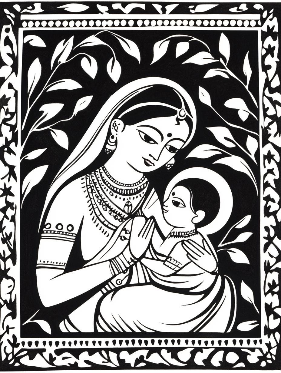Kalighat & Madhubani Style Coloring Pages - Over 100 Pages Inspired by ...