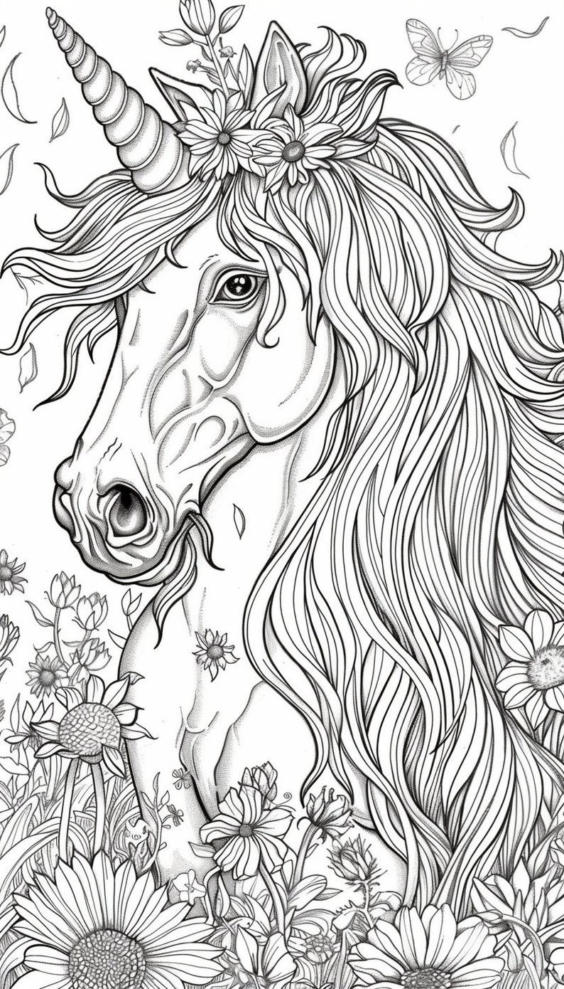 Magical Unicorn Coloring Adventure Over 200 Pages Printable Digital ...