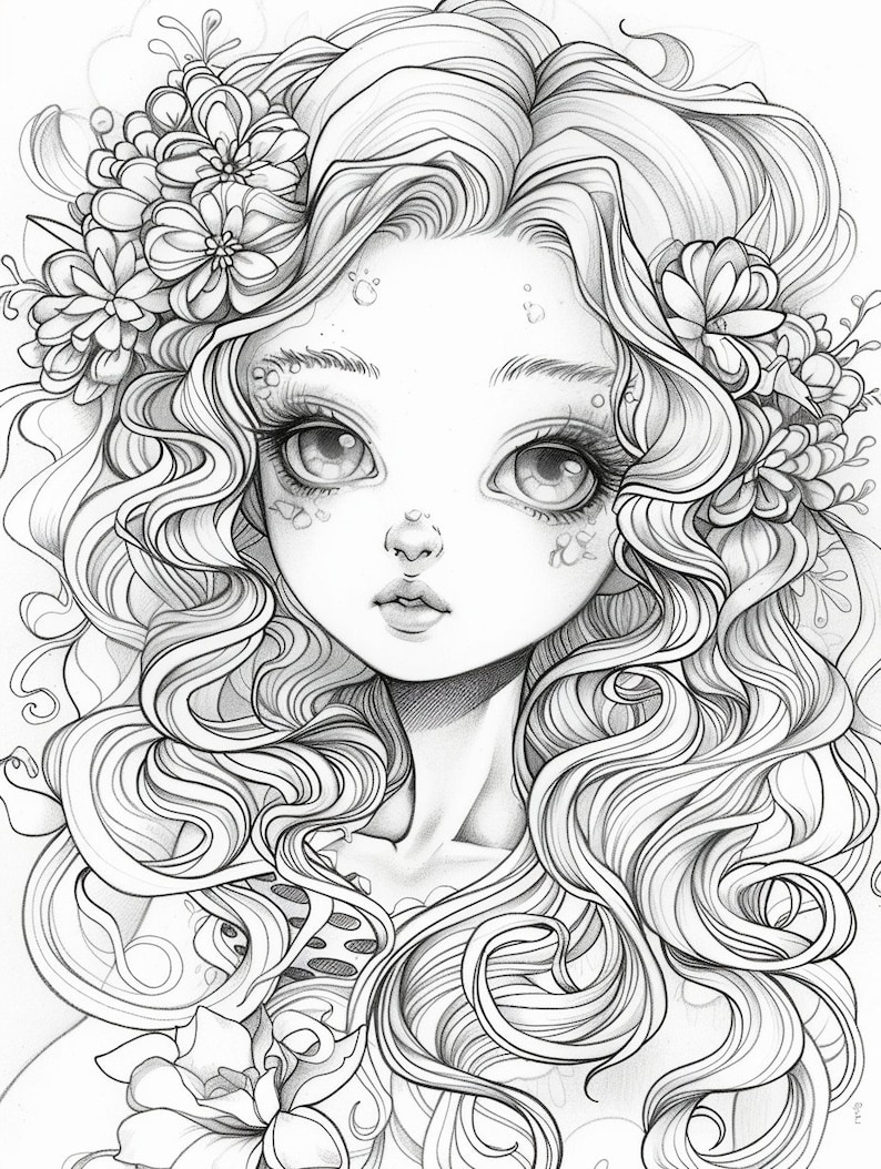 Over 100 Cute Fairy Girl Coloring Pages - Printable, Digital Download ...