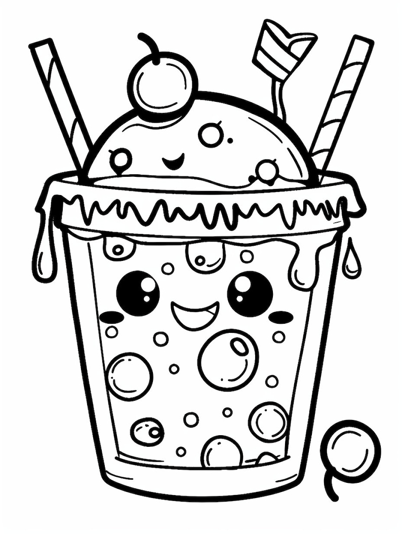 250+ Adorable Kawaii Food Coloring Pages - Printable, Digital Download ...