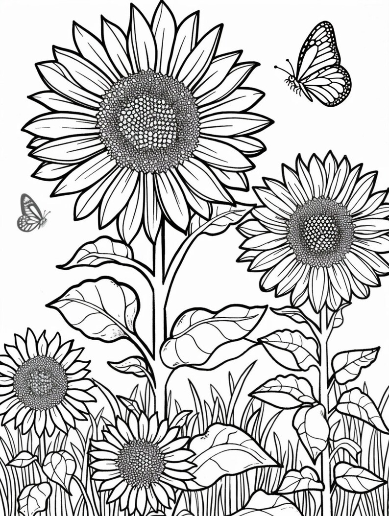 Embrace the Sunshine! Nearly 200 Sunflower Coloring Pages - Printable ...