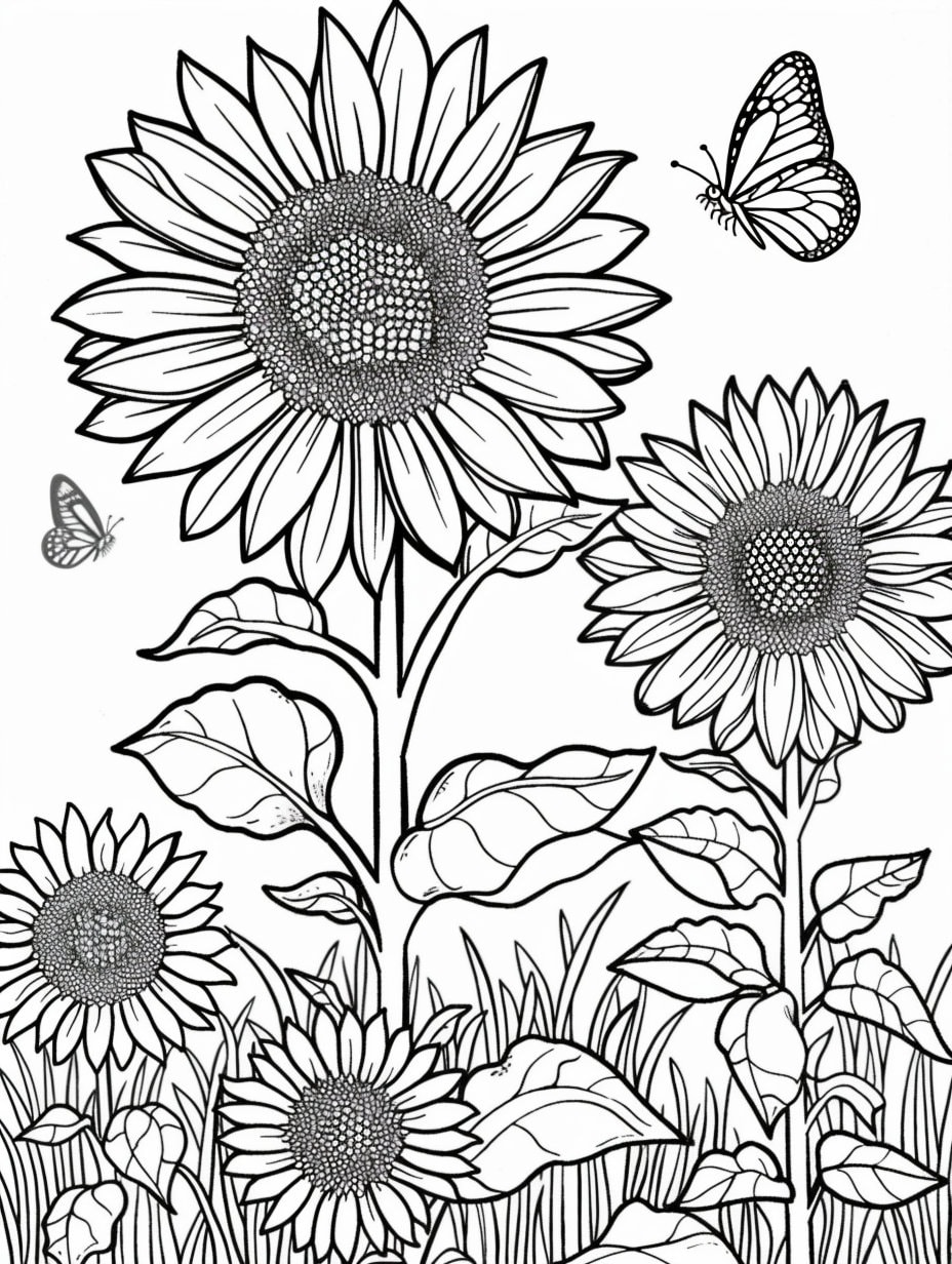 Embrace the Sunshine! Nearly 200 Sunflower Coloring Pages - Printable ...